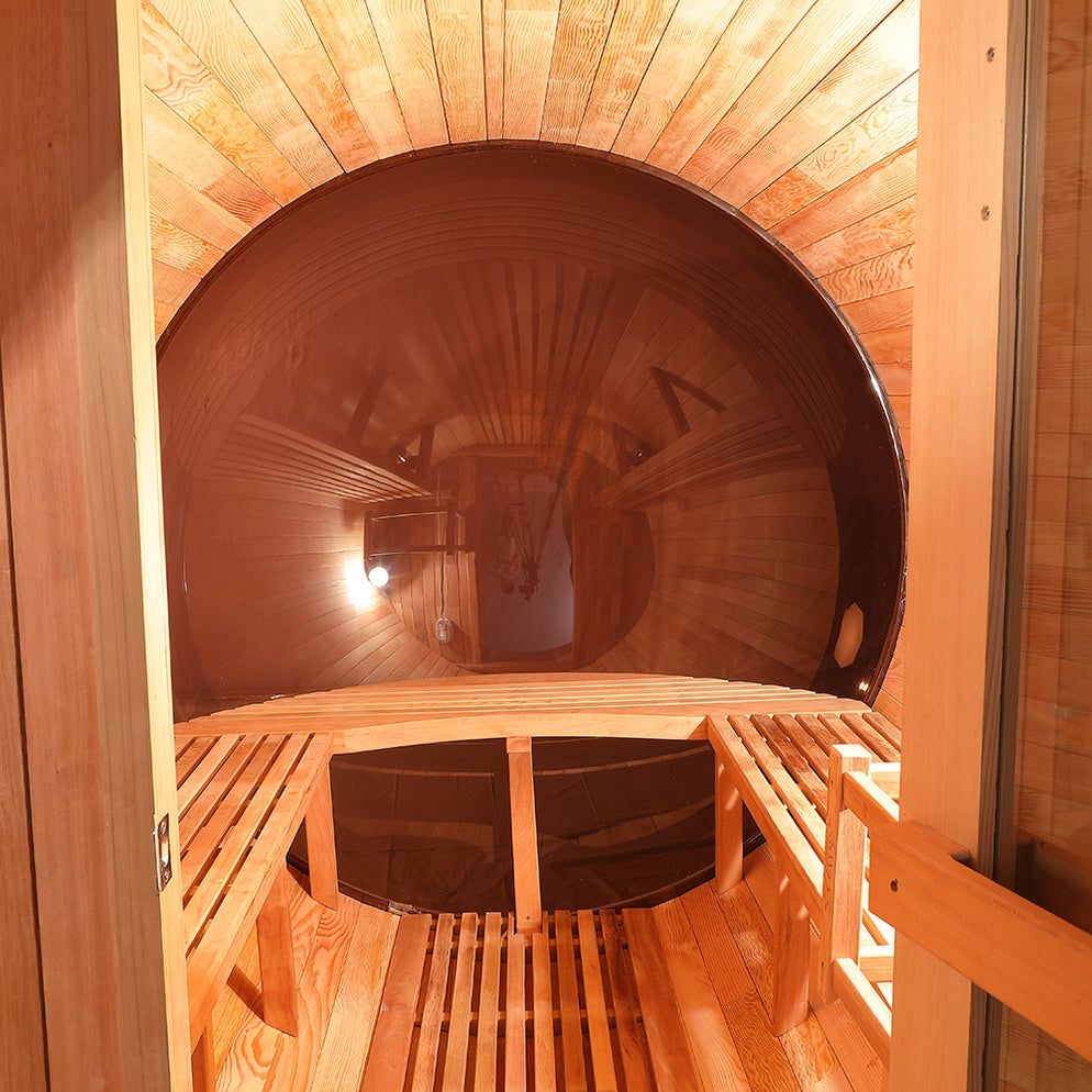 Smartmak® 4 People Barrel Sauna With Panoramic View Window - Barrel 4