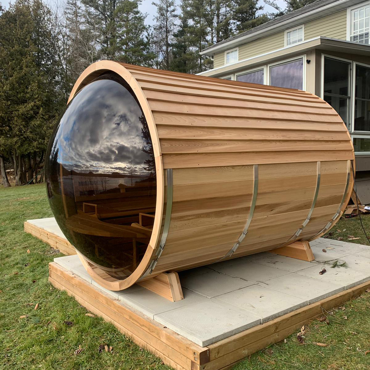 Smartmak® 6-8 People Barrel Sauna With Panoramic View Window - Barrel