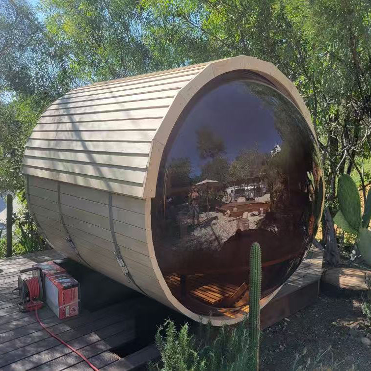Smartmak® 4 People Barrel Sauna With Panoramic View Window - Barrel 5
