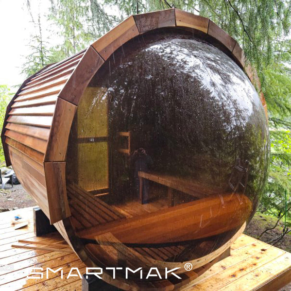 Smartmak® Outdoor Steam Sauna Barrel Sauna With Panoramic View Window